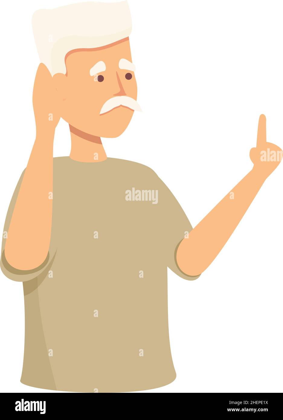Senior man deaf icon cartoon vector. Diverse person. Disability man ...