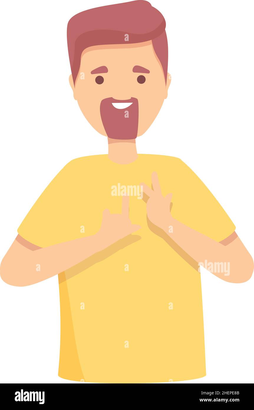 Smiling deaf boy icon cartoon vector. Ear listen. Disability person ...
