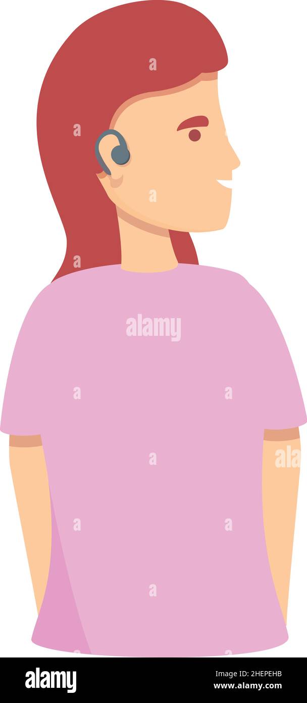 Deaf young girl icon cartoon vector. Diverse ear. Care hearing Stock ...