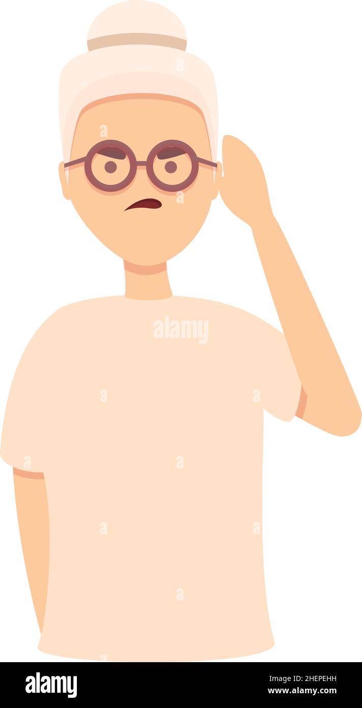 Grandma deaf icon cartoon vector. Ear listen. Person hearing Stock ...
