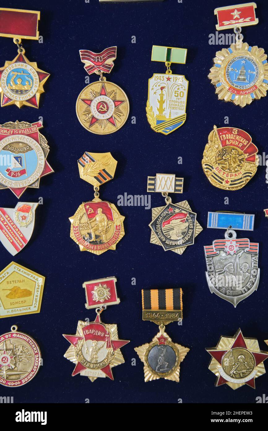 A variety of Russian, Soviet military collector pins. At The State ...