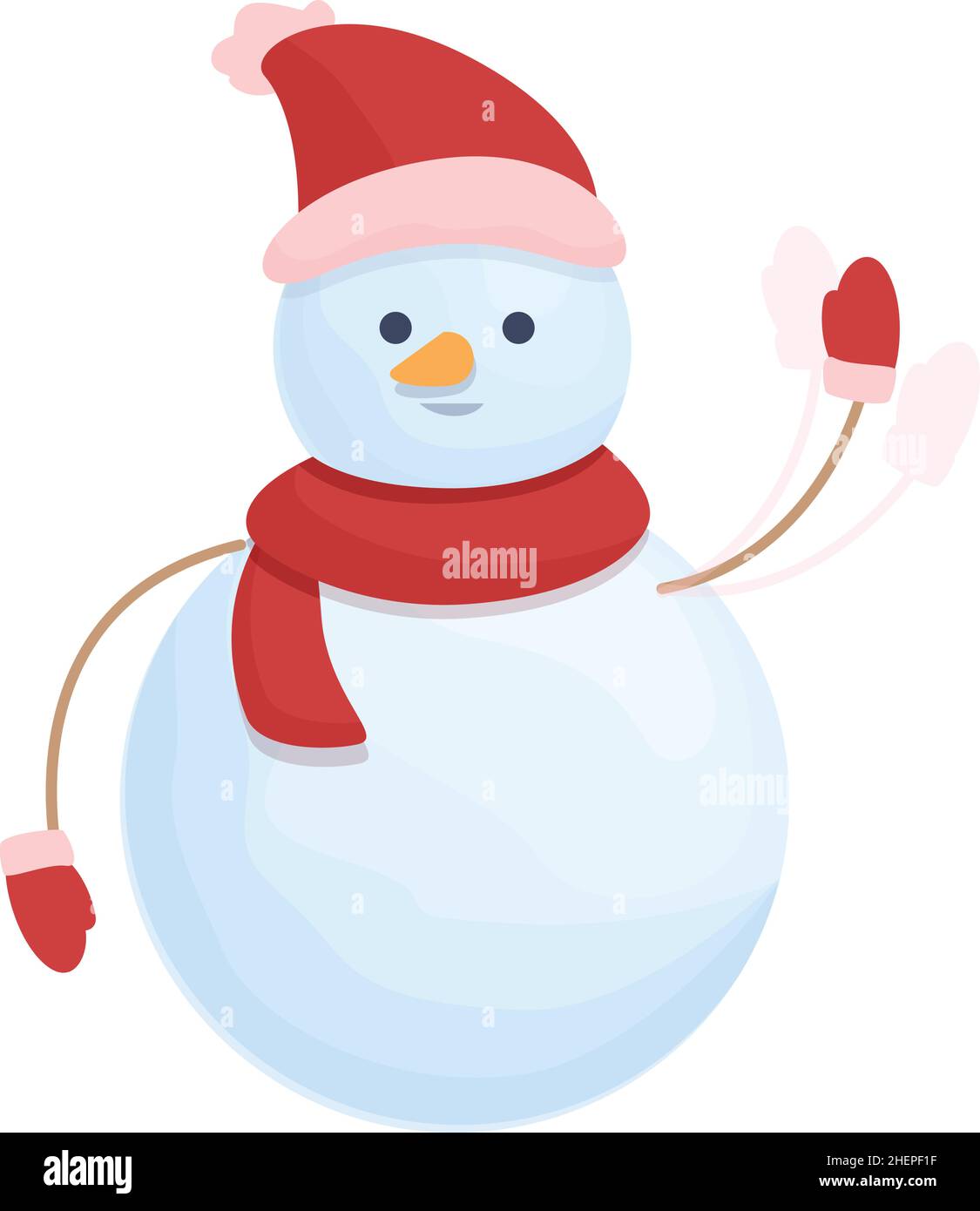 Snowman say hello icon cartoon vector. Christmas man. Scarf white Stock ...