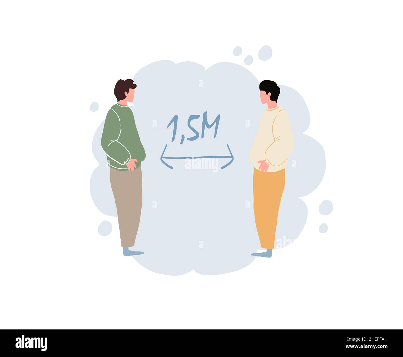 Flat cartoon characters keeping social distance,coronavirus covid ...