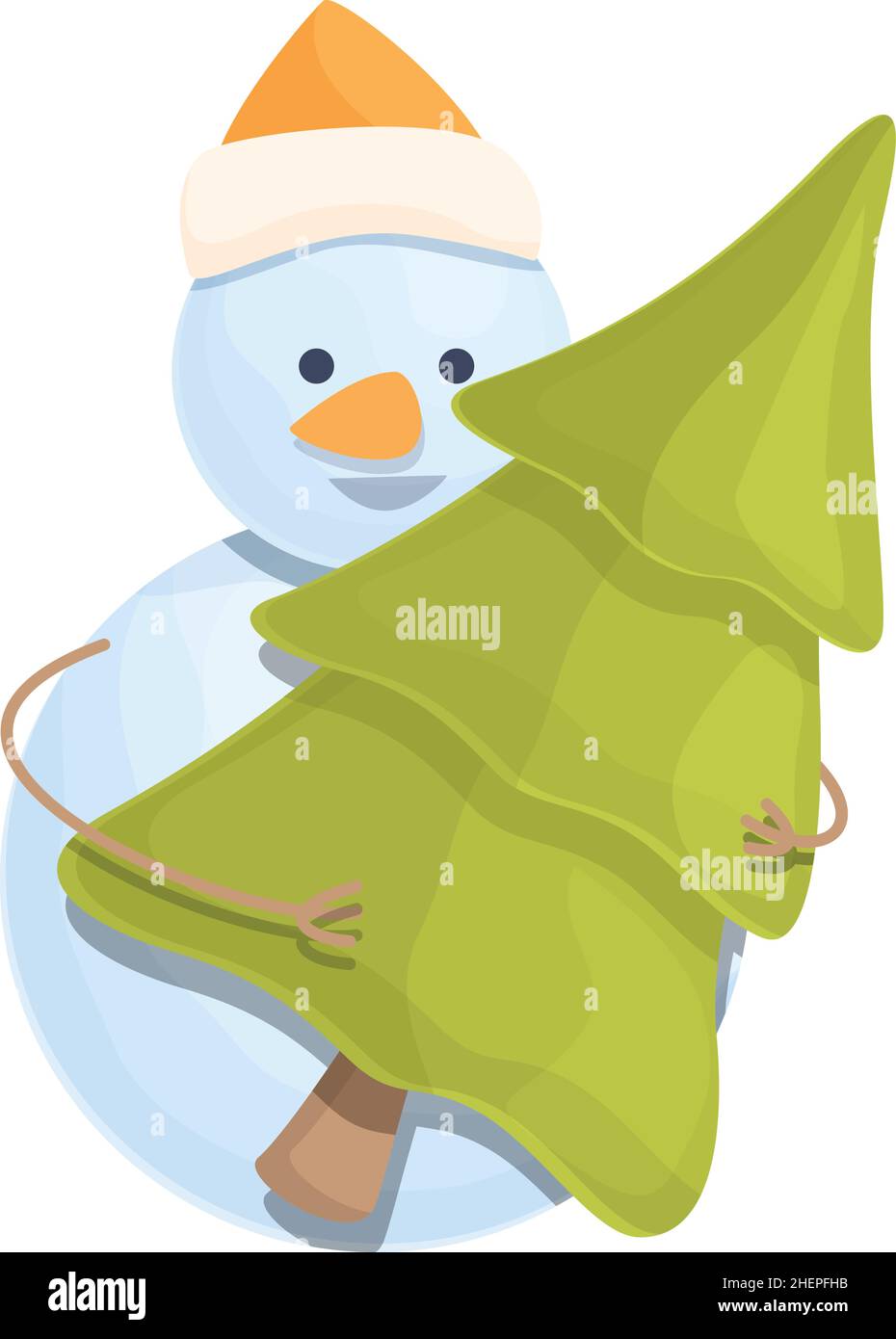 Snowman fir tree icon cartoon vector. Snow man. Winter fun Stock Vector ...