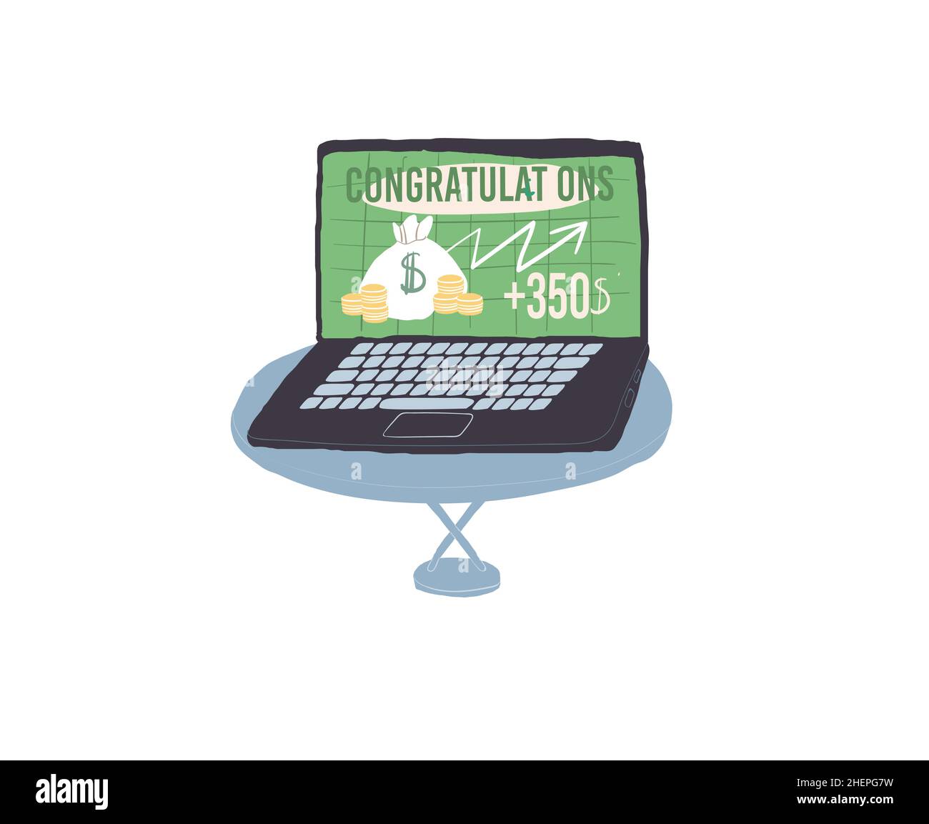 Flat cartoon laptop on desk,computer home appliances vector ...