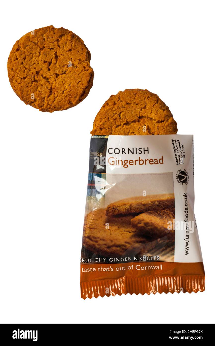 packet of Furniss of Cornwall Cornish Gingerbread biscuits isolated on ...