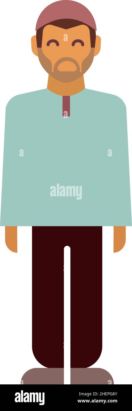 Muslim man in thobe and traditional islamic hat. Flat icon Stock Vector ...