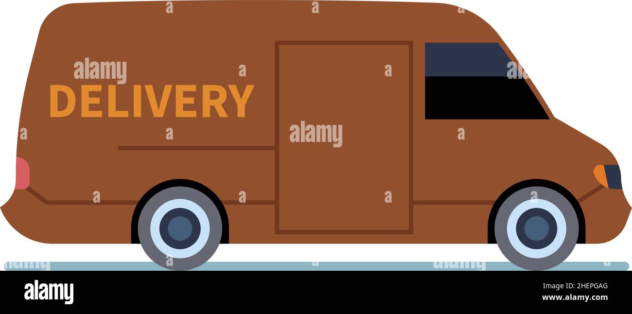 Delivery van icon. Brown shipping truck side view Stock Vector Image ...