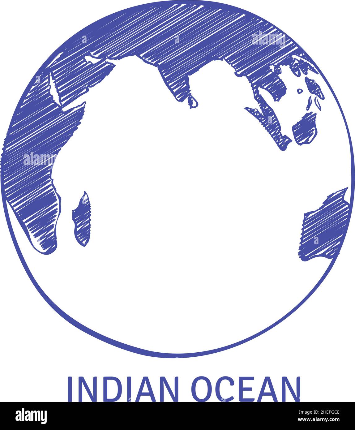 Globe sketch with indian ocean in center. Earth map Stock Vector Image ...