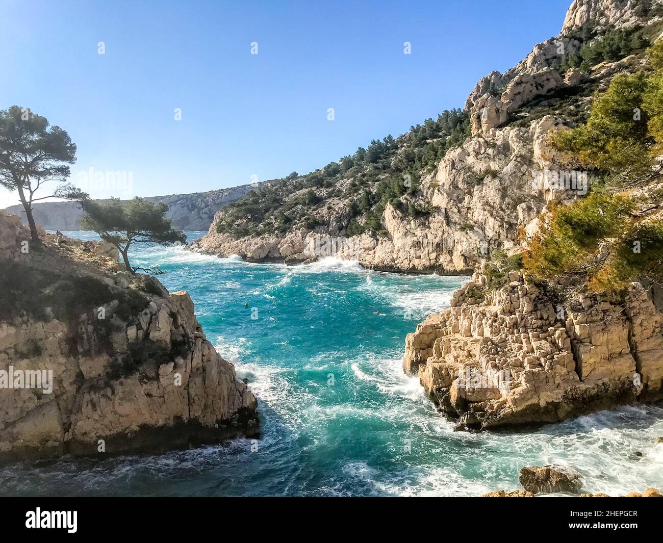 Calanques seascape and mountains, creeks of marseille, France Stock ...