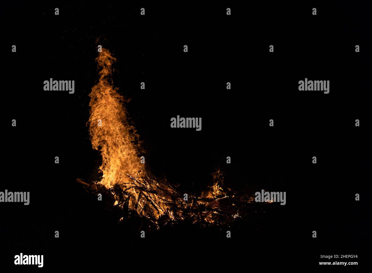Night campfire with available space at left side Stock Photo - Alamy