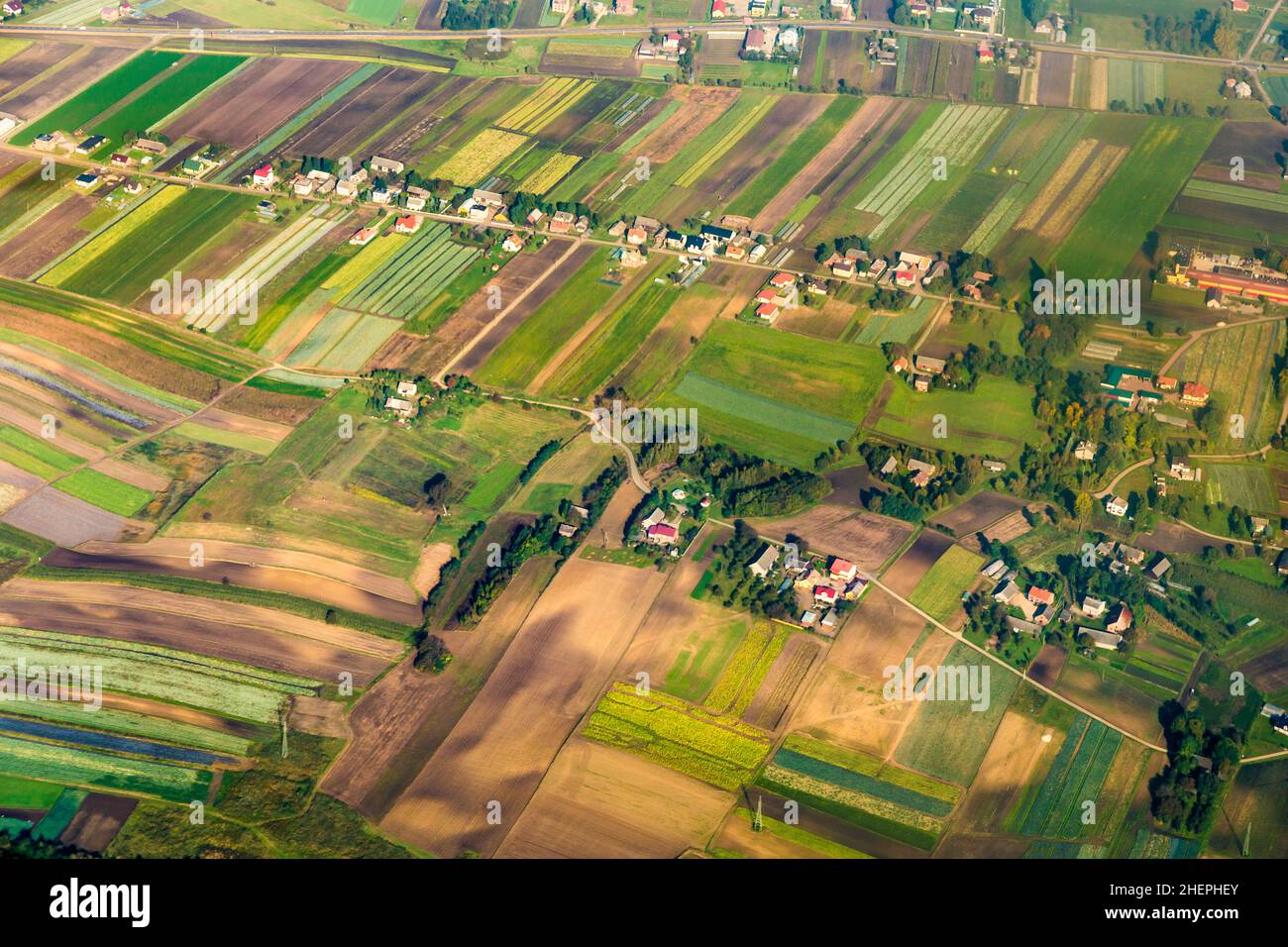 aerial of polish farmland near Krakow in bright light Stock Photo - Alamy