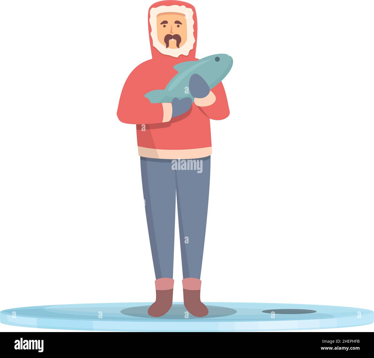 Ice fishing catch icon cartoon vector. Winter fish. Frozen lake Stock ...