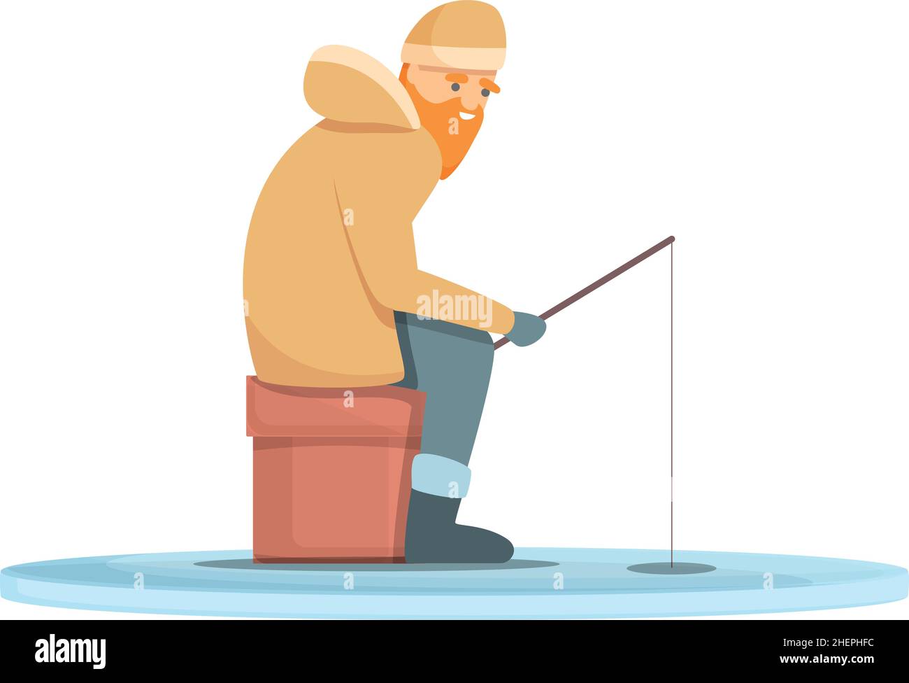Arctic ice fishing icon cartoon vector. Fisher catch. Winter fish Stock ...