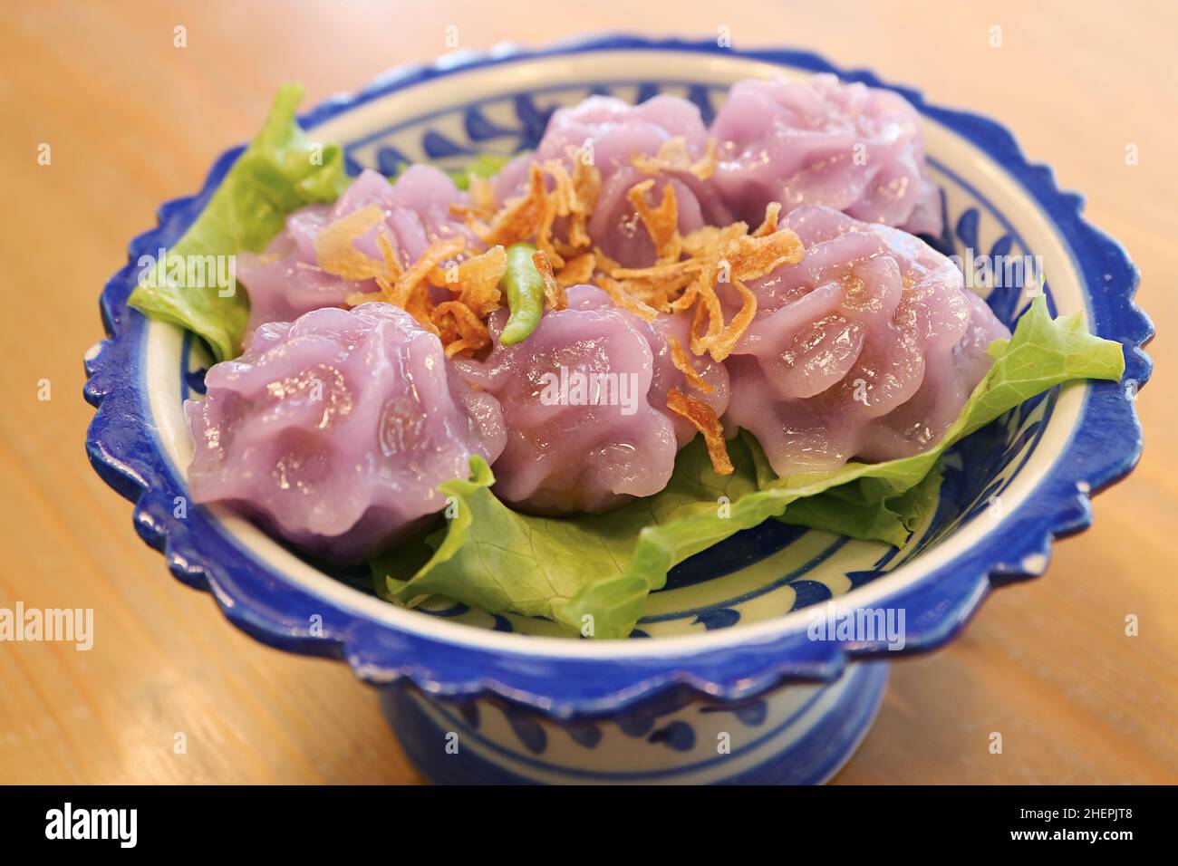 Steamed Flower Shaped Dumplings Called Chor Muang (Purple Bouquet ...