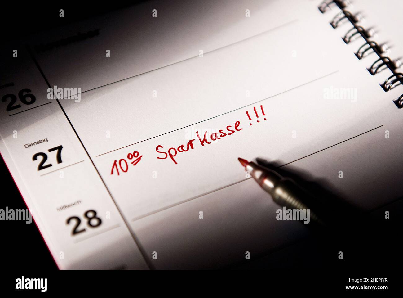 calendar entry appointment with the savings bank Stock Photo - Alamy