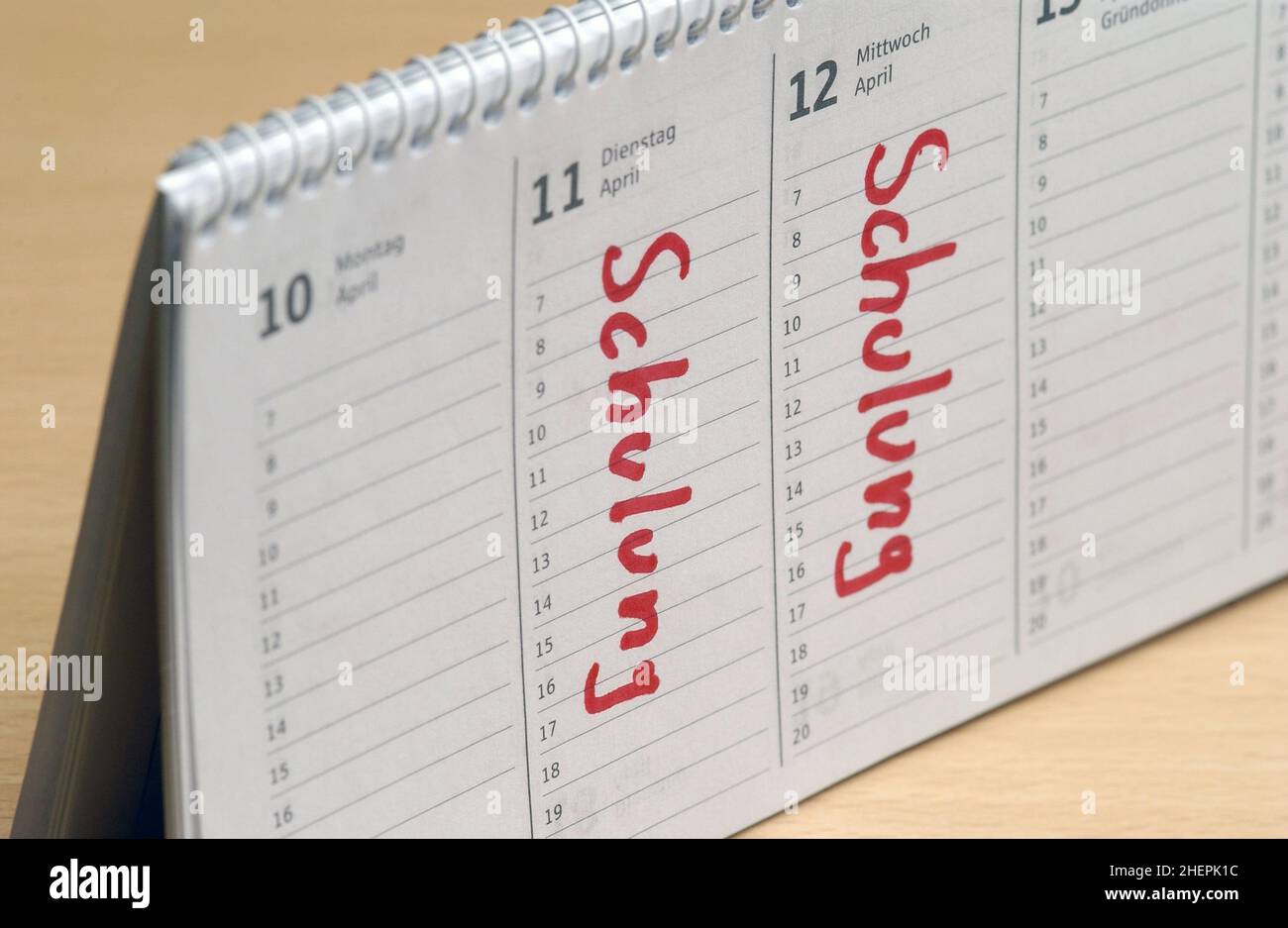 Schulung as a calendar entry in a desk calendar, Germany Stock Photo ...