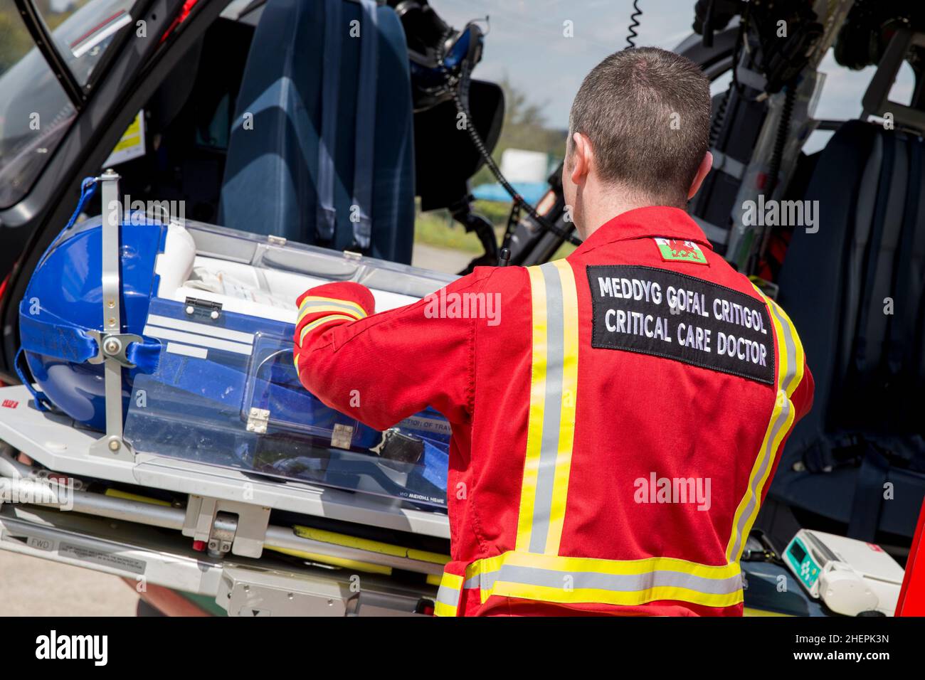 A Critical Care Doctor for Wales Air Ambulance prepares a neonatal unit ...