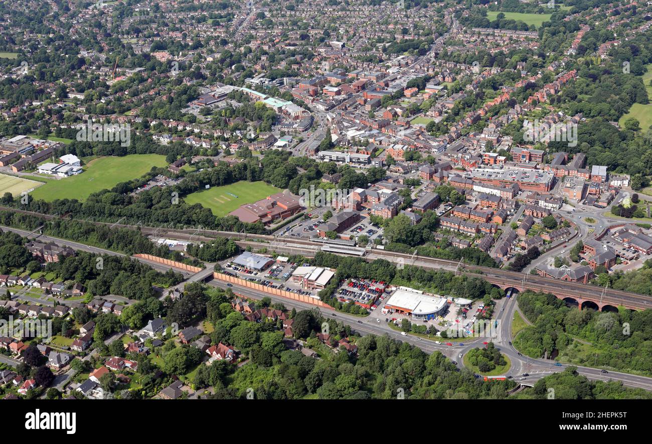 aerial view of Wilmslow town centre Stock Photo - Alamy