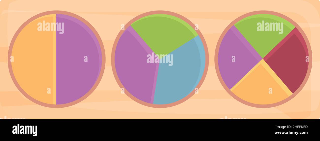 Montessori pie chart icon cartoon vector. Wood toy. Education school ...