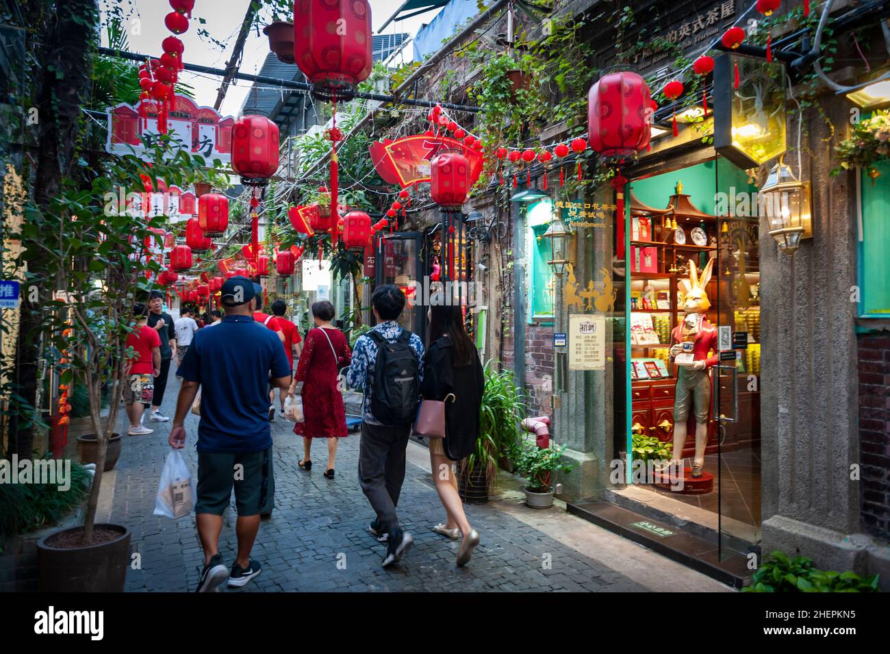 Tianzifang, a popular tourist destination home to boutique shops, craft ...