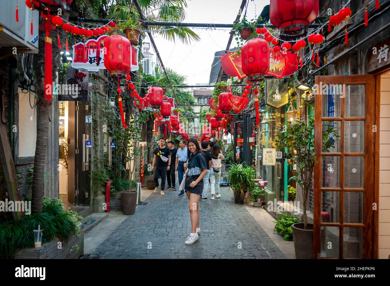 Tianzifang, a popular tourist destination home to boutique shops, craft ...