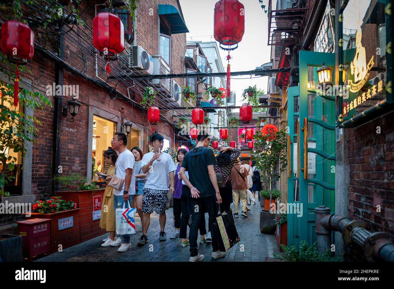 Tianzifang, a popular tourist destination home to boutique shops, craft ...