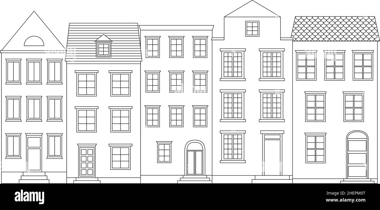 Facade row houses Stock Vector Images - Alamy