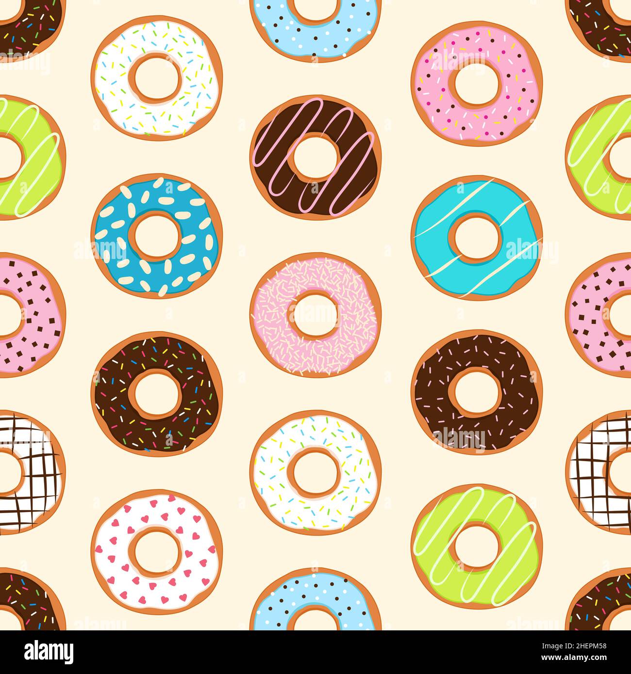 Seamless background with colorful donuts, vector illustration Stock ...