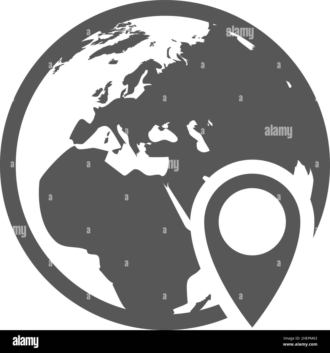 Planet map with geo pin. Global destination pointer Stock Vector Image ...