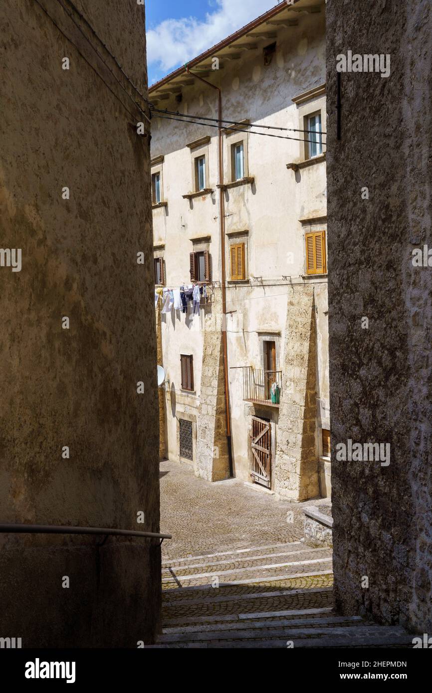 View of Scanno, L Aquila province, Abruzzo, Italy, historic town Stock ...