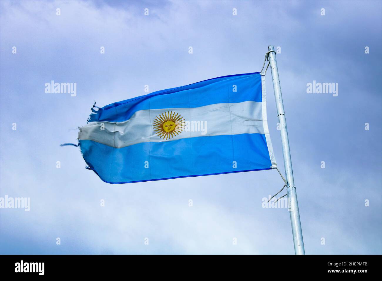 old rotten flag of argentina in wind Stock Photo - Alamy