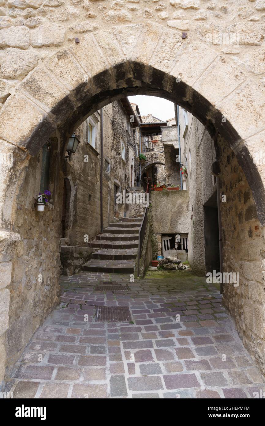 Castelvecchio Calvisio, medieval village in the Gran Sasso Natural Park ...