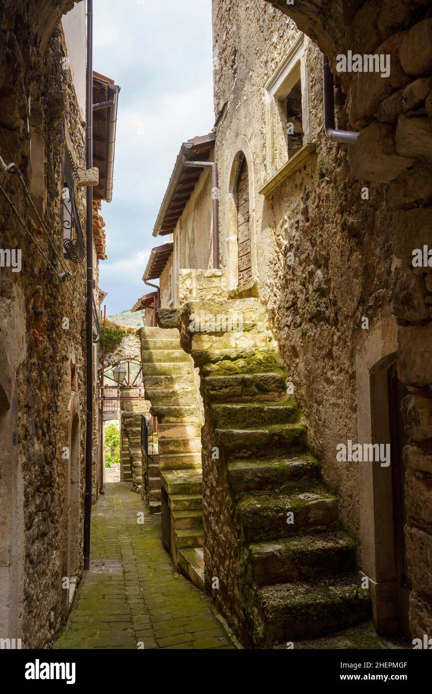 Castelvecchio Calvisio, medieval village in the Gran Sasso Natural Park ...