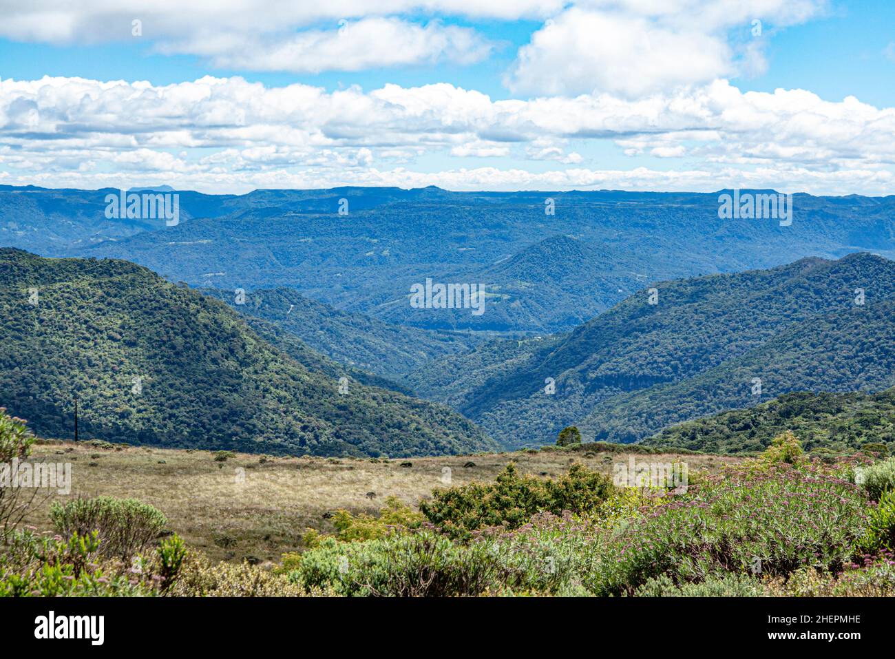 scenic landscape at Morro da Igreja at the Sao Joaquim national park in ...