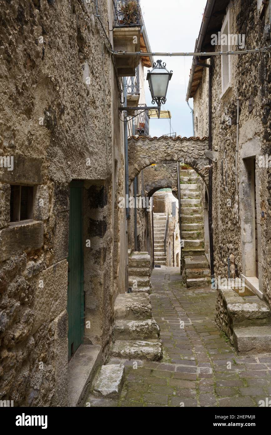 Castelvecchio Calvisio, medieval village in the Gran Sasso Natural Park ...