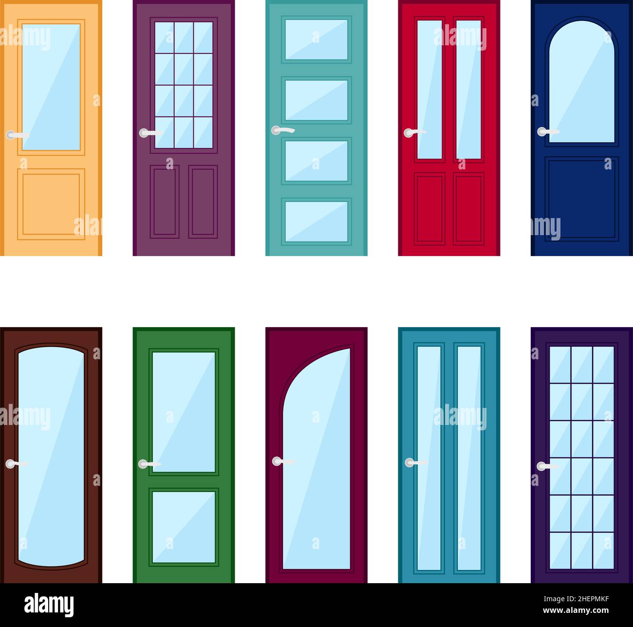 Set of color door icons, vector illustration Stock Vector Image & Art ...
