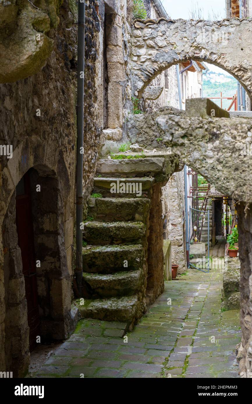Castelvecchio Calvisio, medieval village in the Gran Sasso Natural Park ...