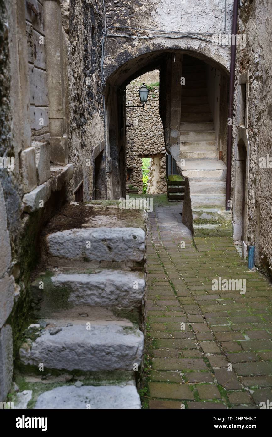 Castelvecchio Calvisio, medieval village in the Gran Sasso Natural Park ...