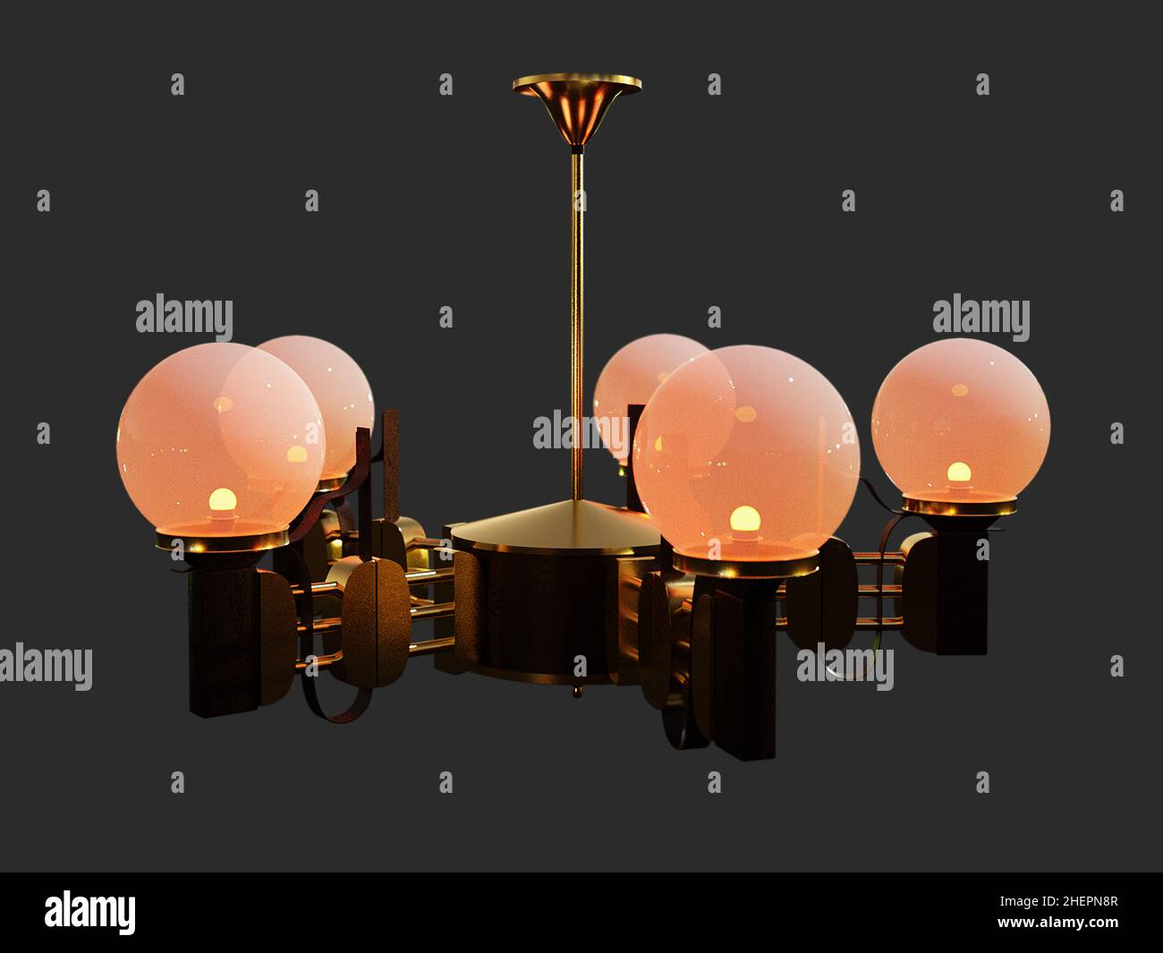 Classic retro Chandelier lit in the evening. A 3d rendered illustration ...