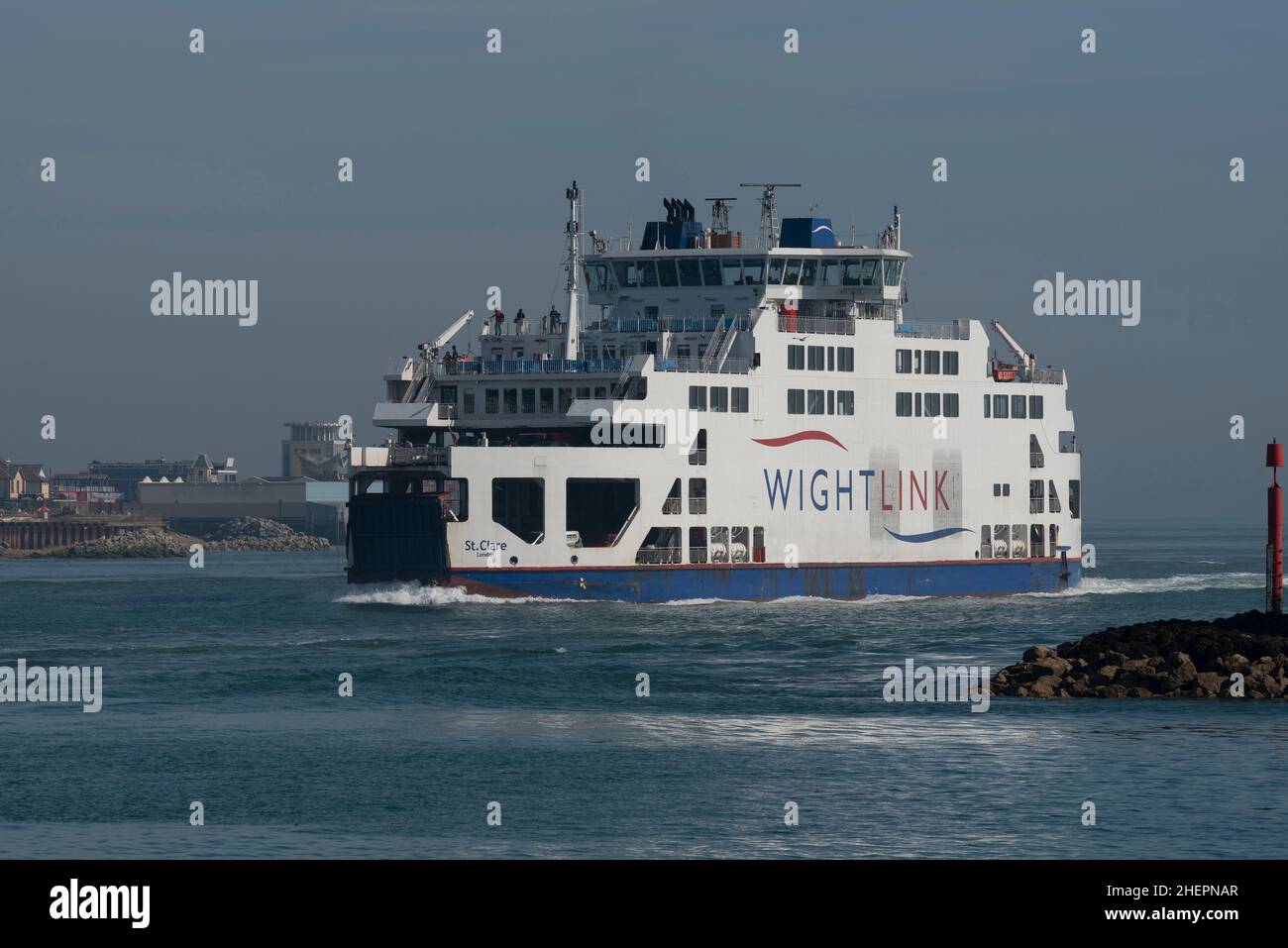 Portsmouth, England, UK. 2021. MV St Clare entering Portsmouth Harbour ...