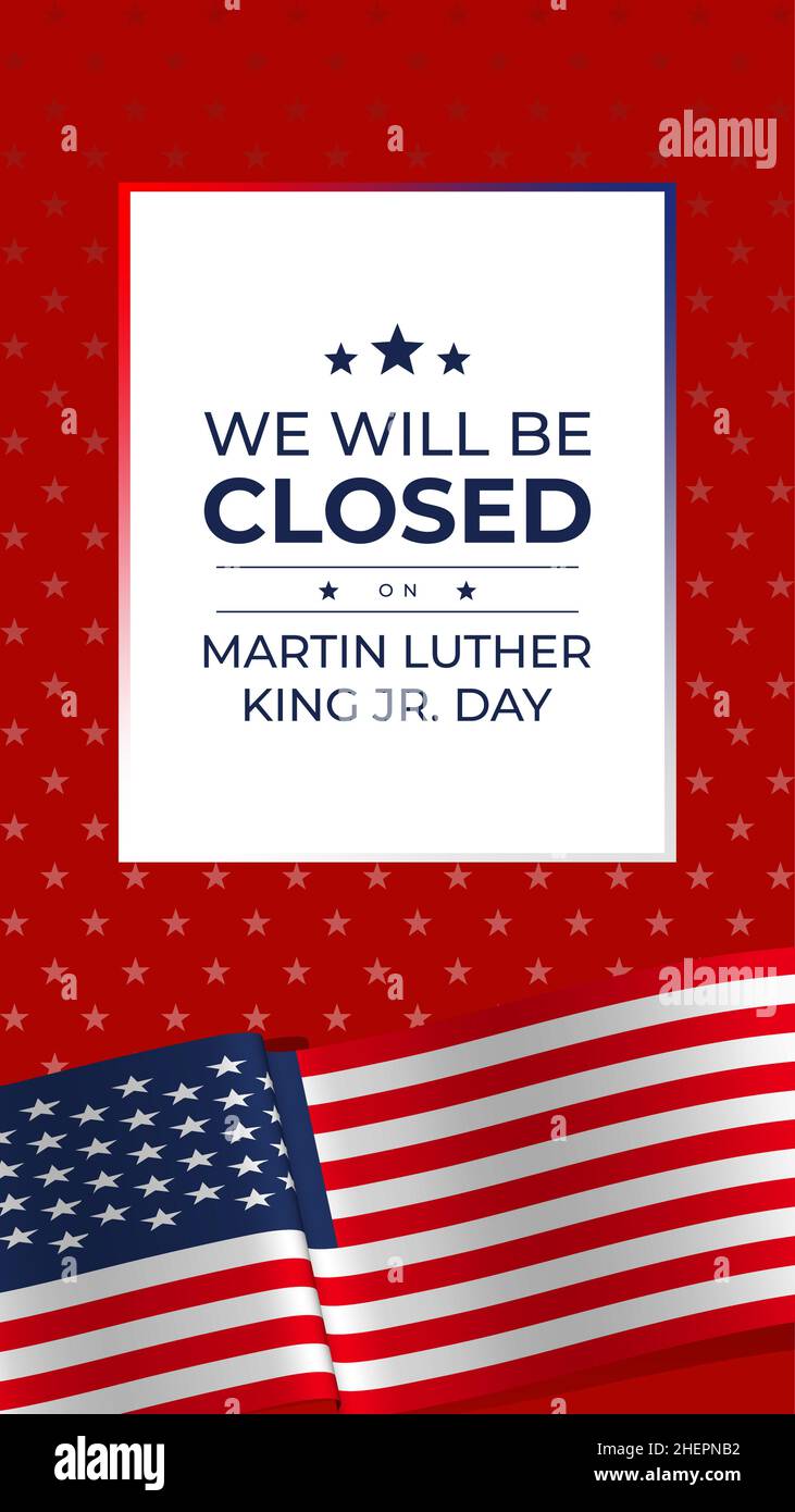 Martin Luther King Jr. Day design with US flag background. Happy MLK day. I have a dream Stock ...