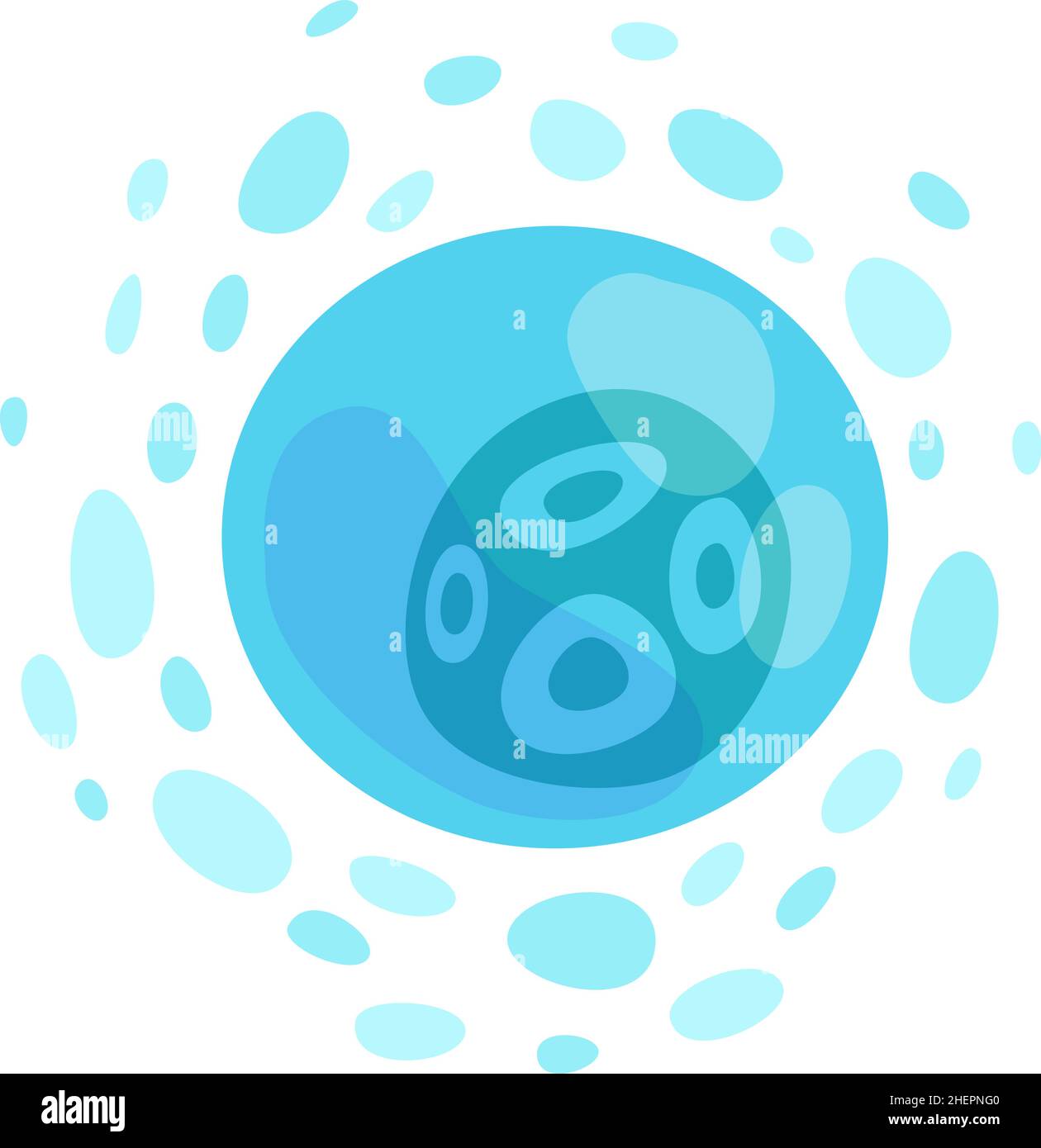 Blue natural cell in cartoon style. Microbiology symbol Stock Vector ...