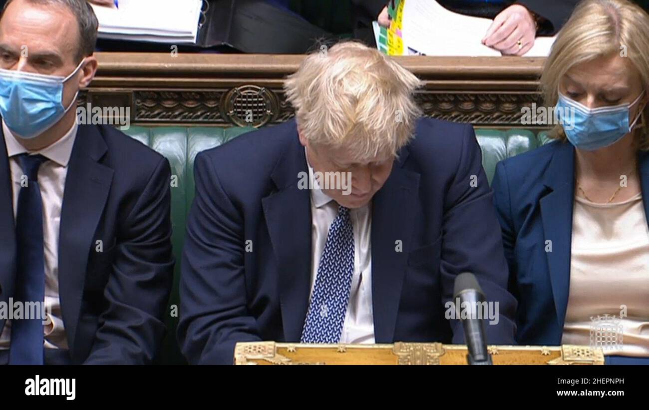 Prime Minister Boris Johnson during Prime Minister's Questions in the ...