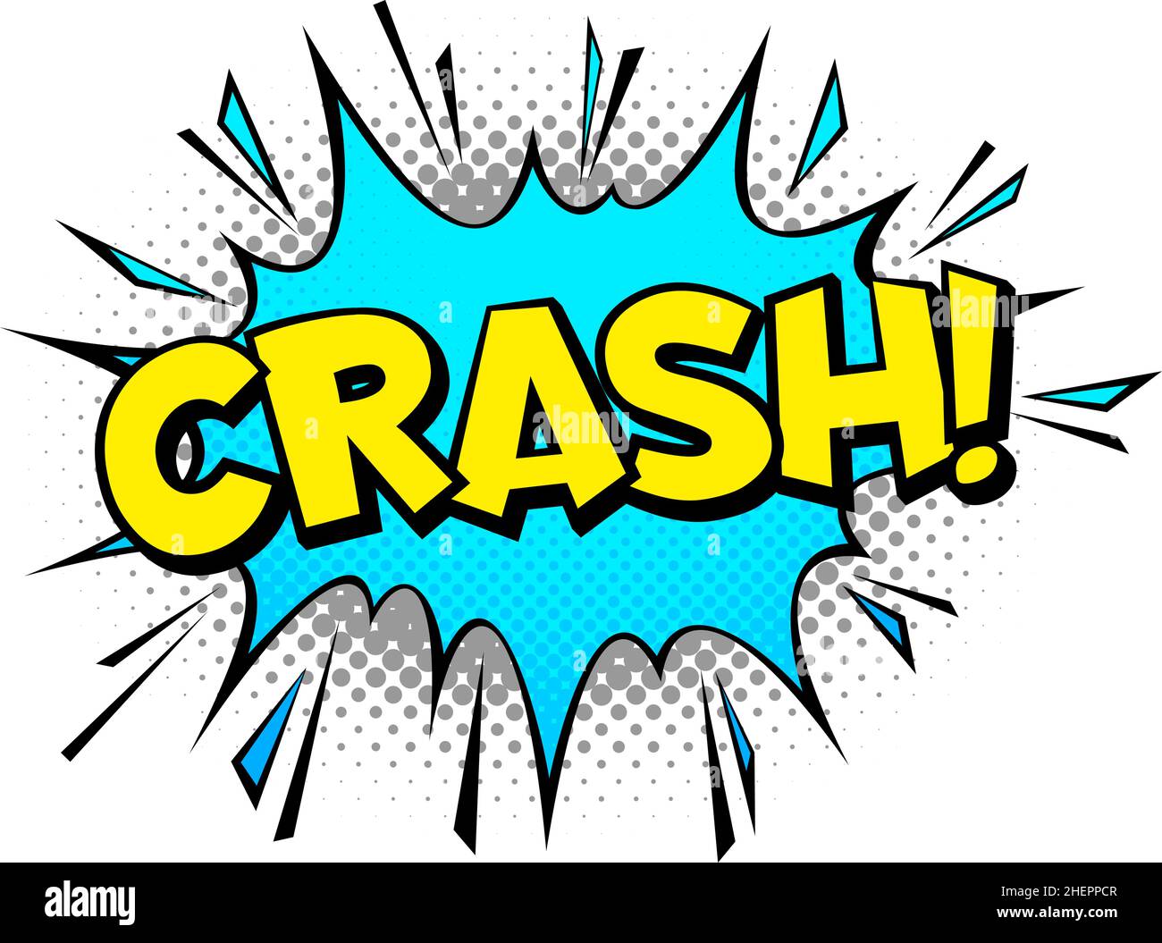 Crash sticker in funny vintage comic style with halftone effect Stock ...