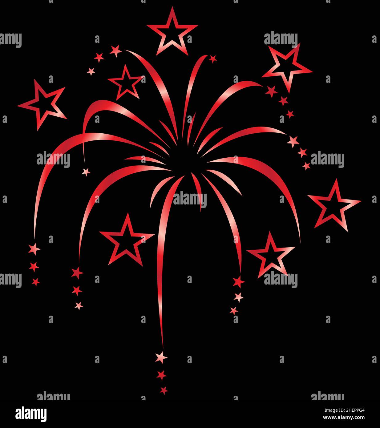 red stylized stylised fireworks vector isolated on black background ...