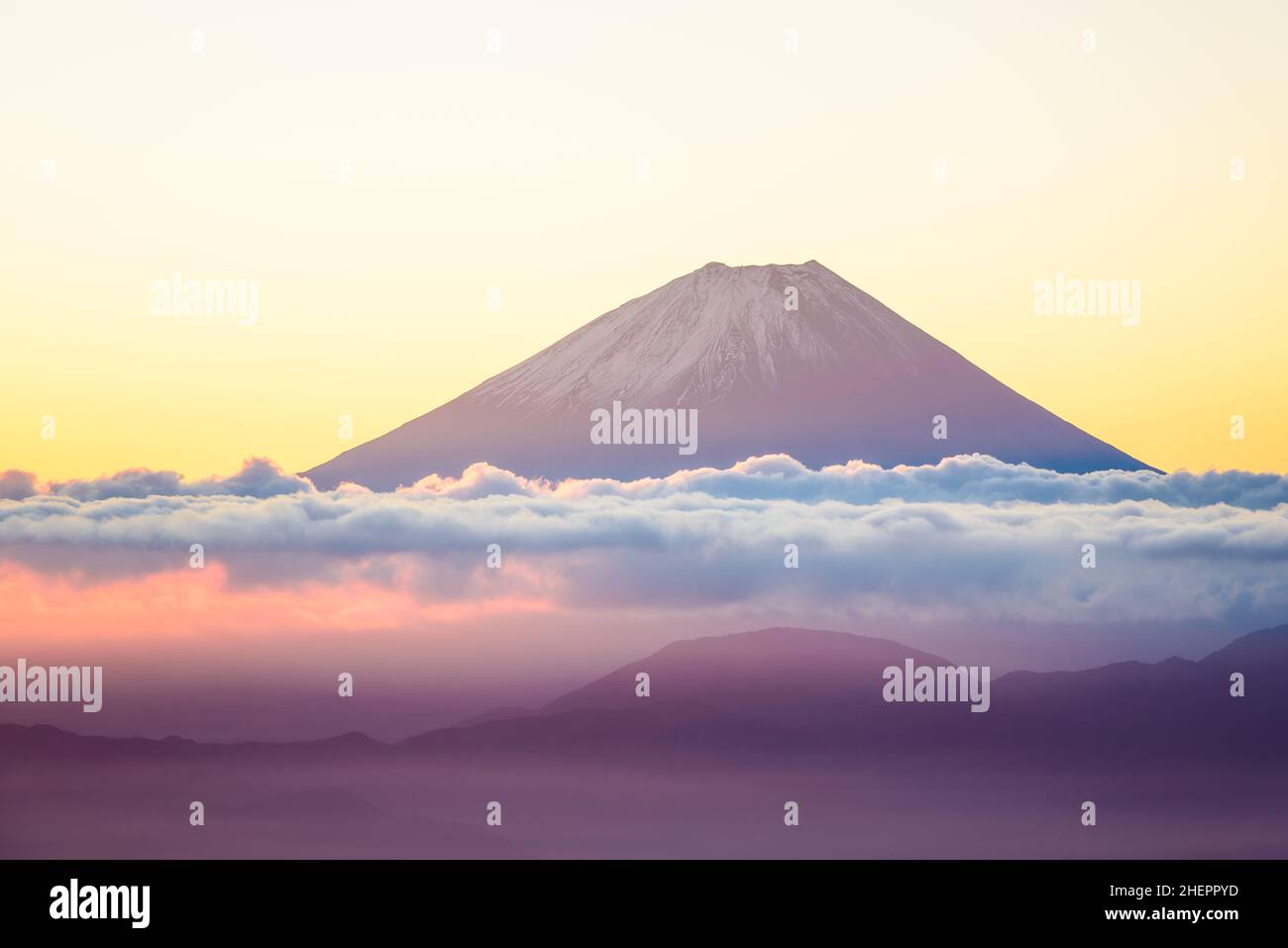 Mount Fuji At Dawn In A Sea Of Clouds Stock Photo - Alamy