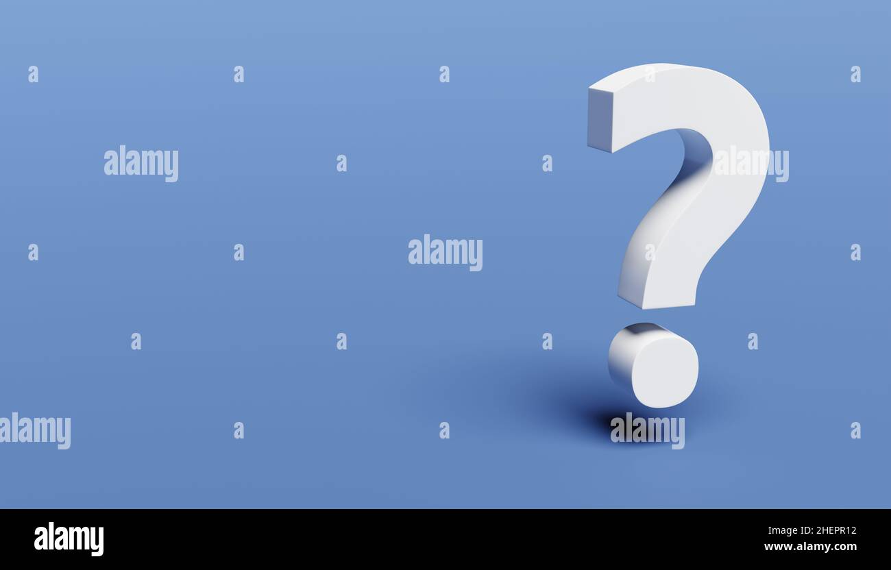 White question mark floating on white background. 3d rendering Stock ...