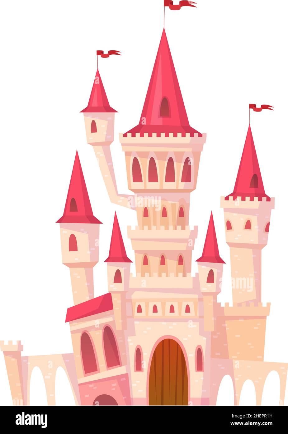High tower castle. Fairytale building in cartoon style Stock Vector ...