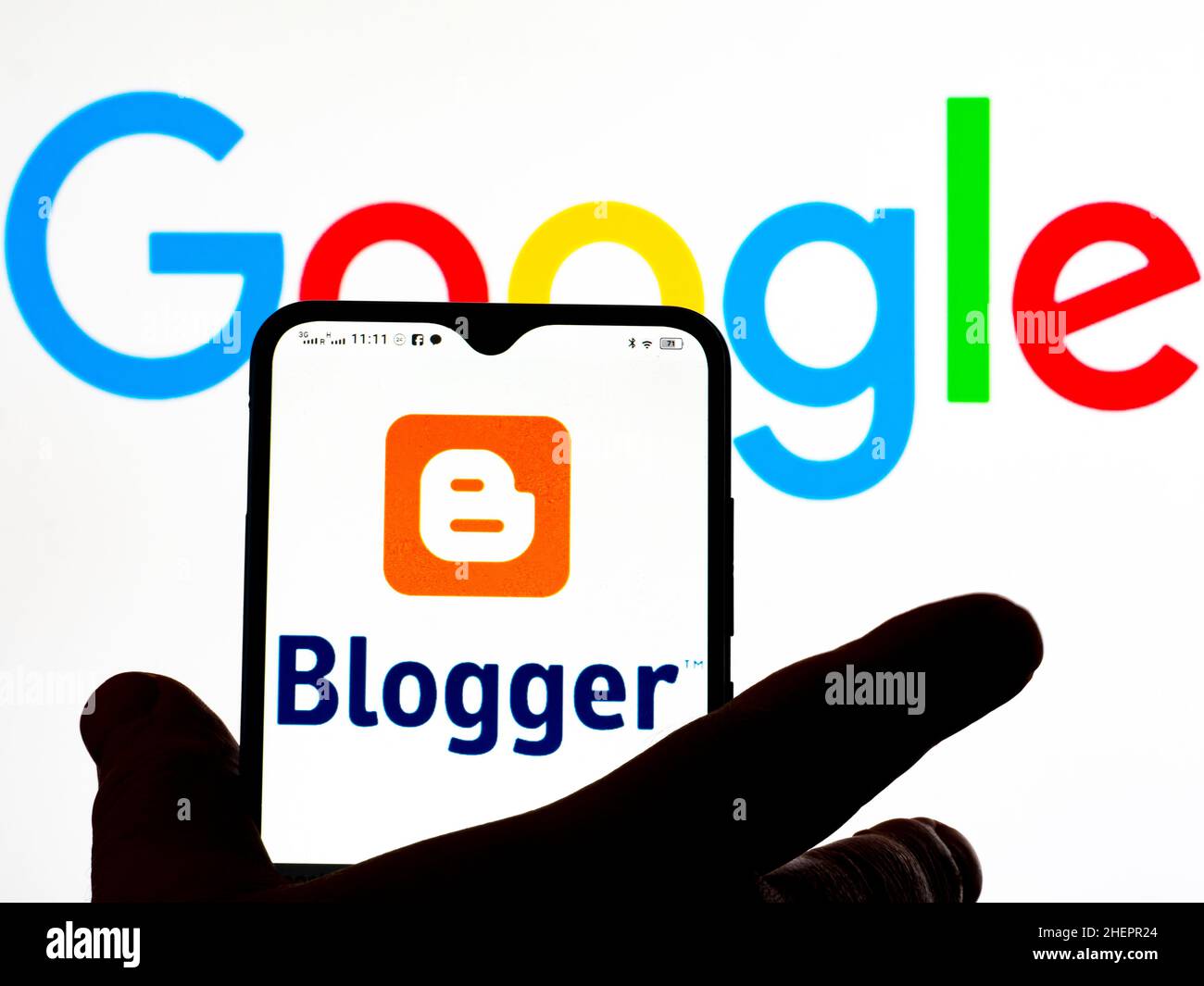In this photo illustration, the Google Blogger logo is seen displayed ...